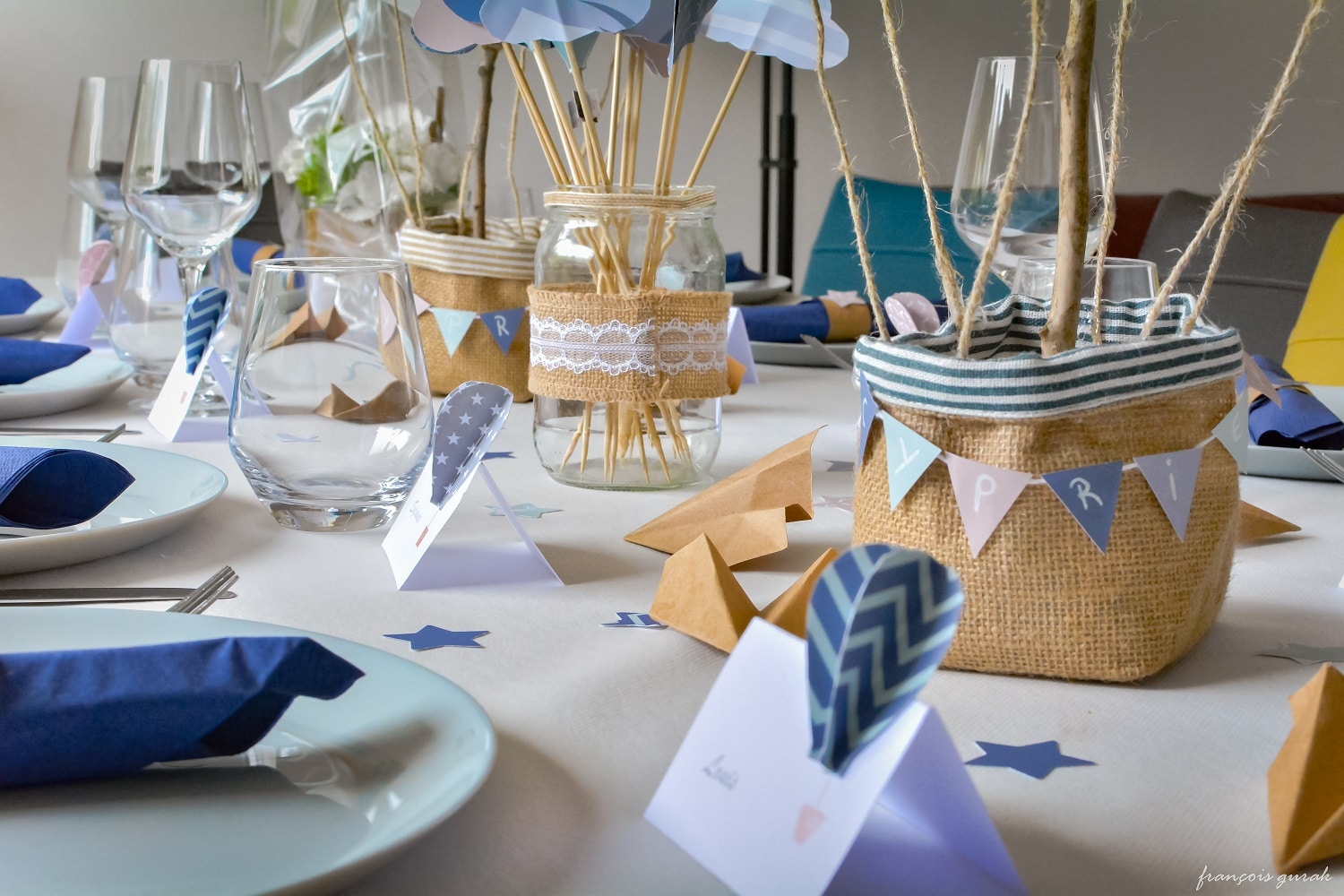 Déco baptême "Dans les Airs" - IMAGINER ET CREER